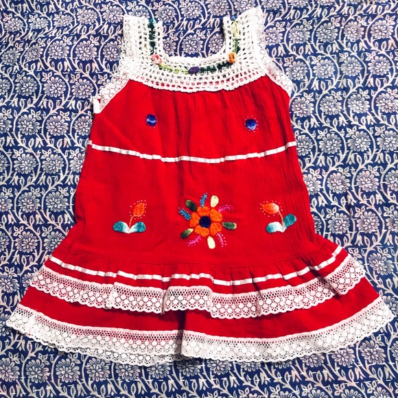 Dresses | Floral Embroidered Sundress With Lace Trim | Poshmark